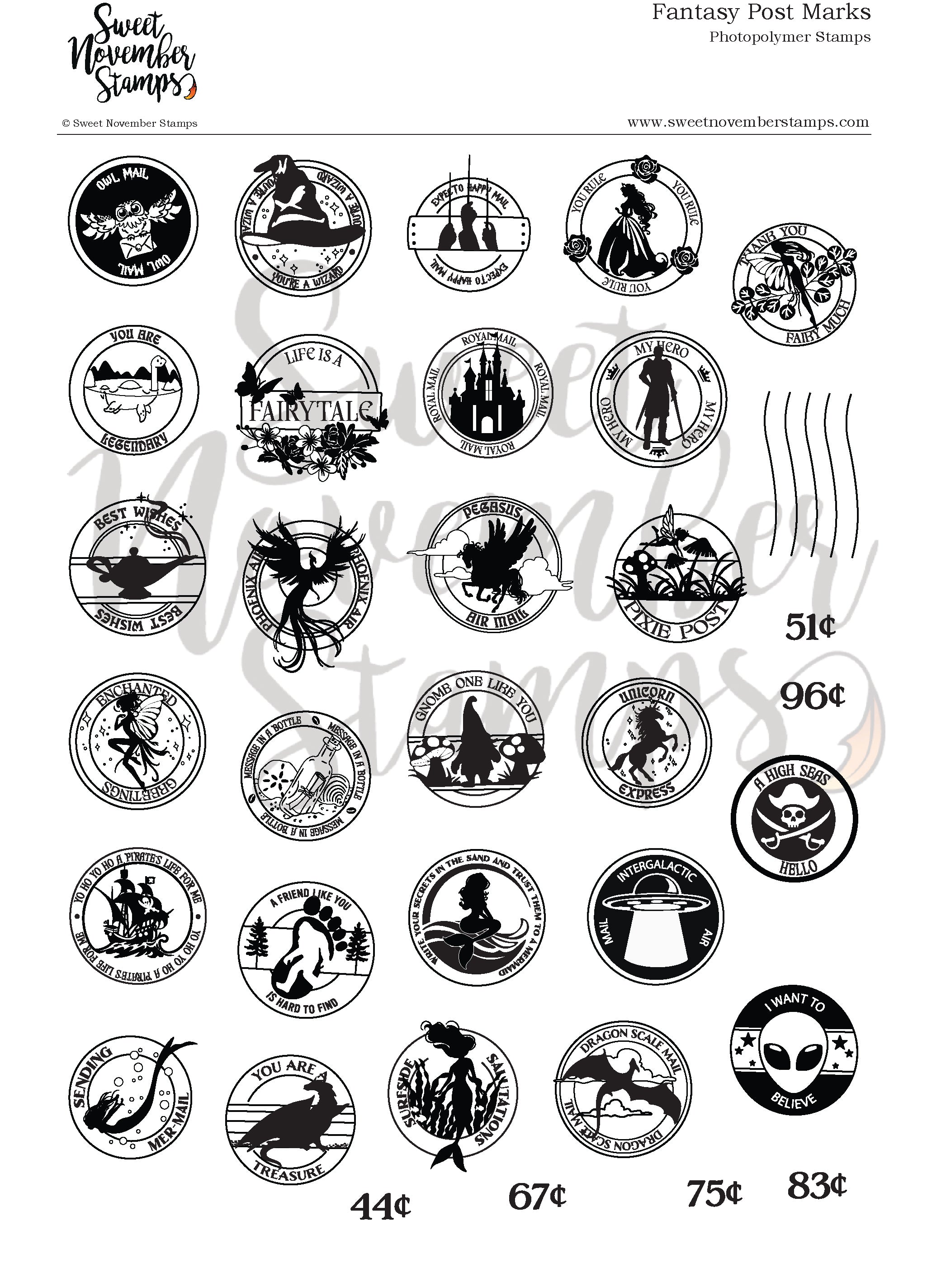 Clear Stamp Set - Fantasy Post Marks – Sweet November Stamps
