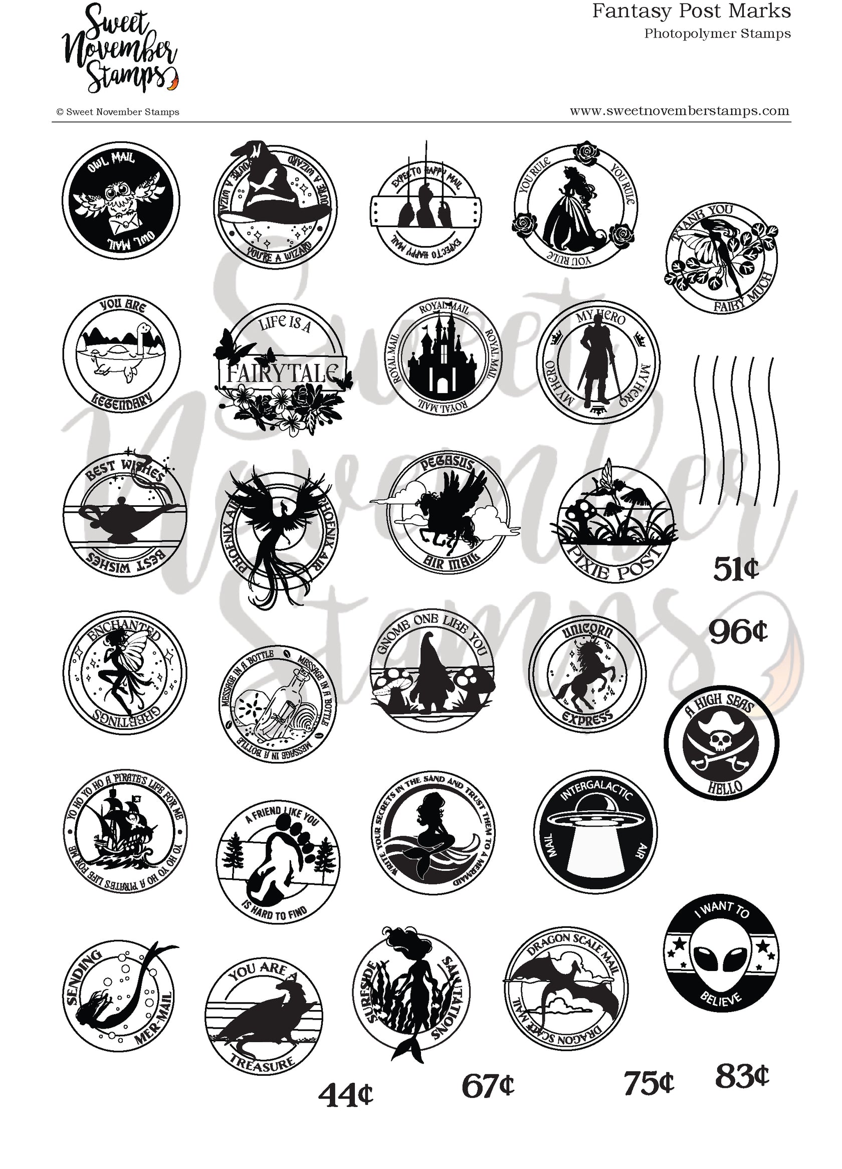 Clear Stamp Set - Fantasy Post Marks – Sweet November Stamps