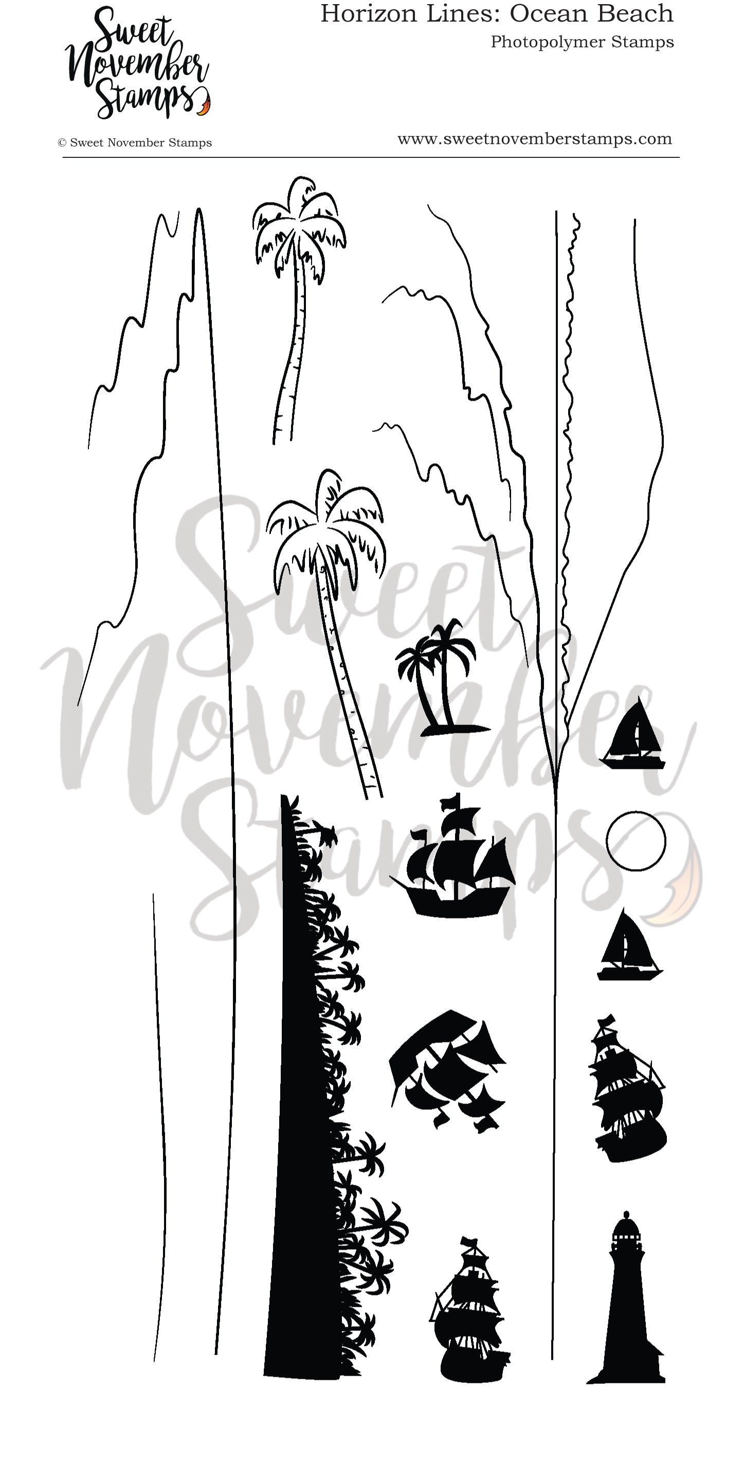 Clear Stamp Set - Horizon Lines: Ocean Beach – Sweet November Stamps