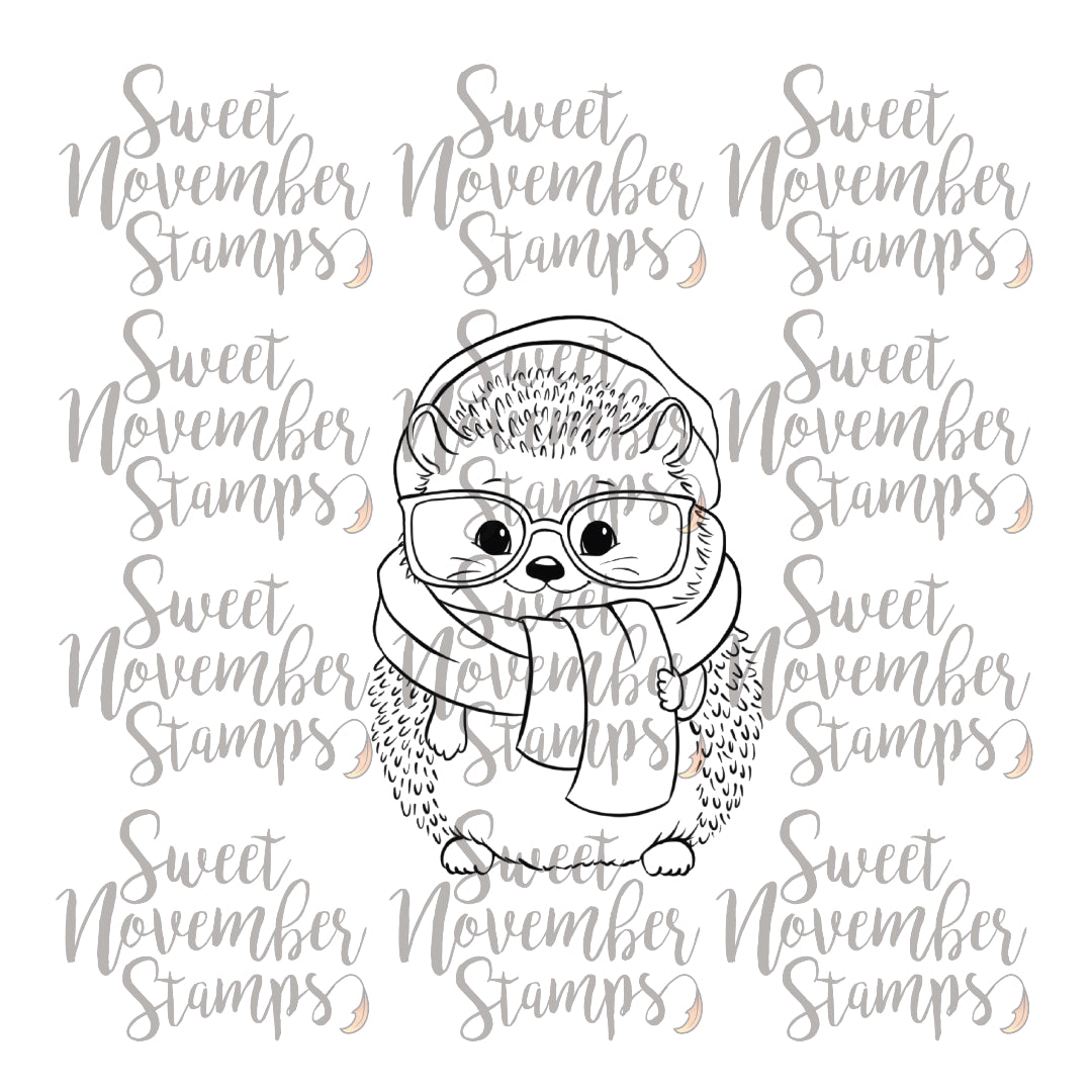 Digital Stamp - Cozy Fall Critters: Hadley Hedgehog – Sweet November Stamps