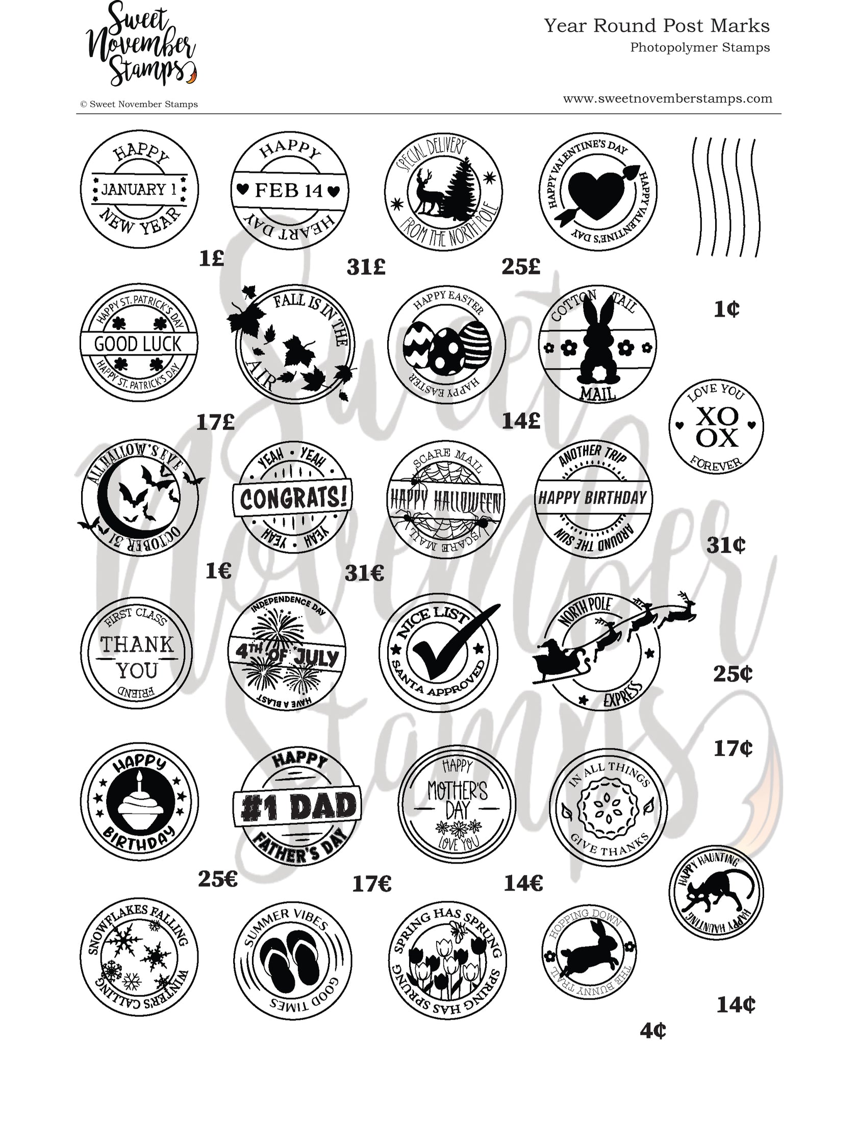 Clear Stamp Set - Year Round Post Marks – Sweet November Stamps